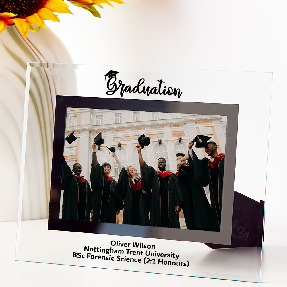Personalised Graduation Photo Frame Clear Glass Frame - Ellie Charles