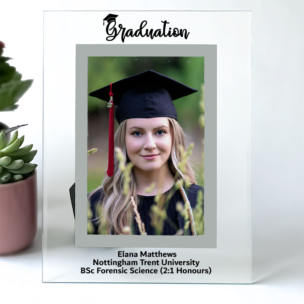 Personalised Graduation Photo Frame Clear Glass Frame - Ellie Charles