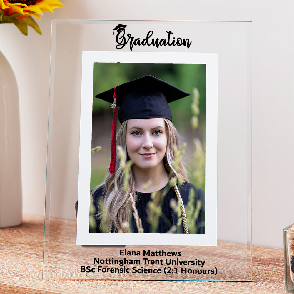 Personalised Graduation Photo Frame Clear Glass Frame - Ellie Charles