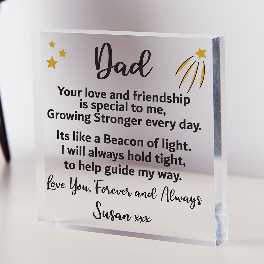 Personalised Dad Poem Acrylic Block 10cm x 10cm - Ellie Charles