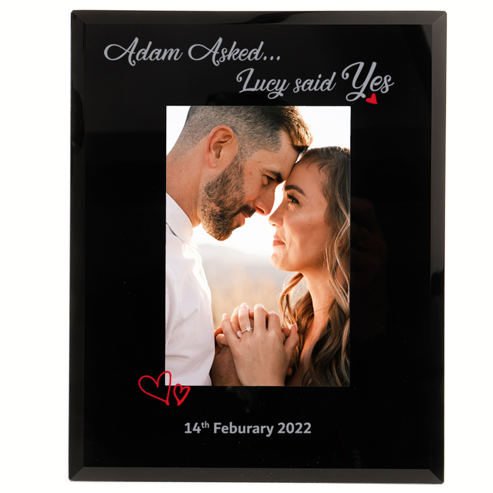 Engagement Photo frame Asked Said Yes - Ellie Charles