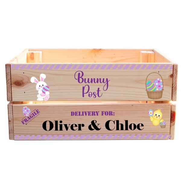Personalised Wooden Easter Crate Bunny Post Delivery - Ellie Charles